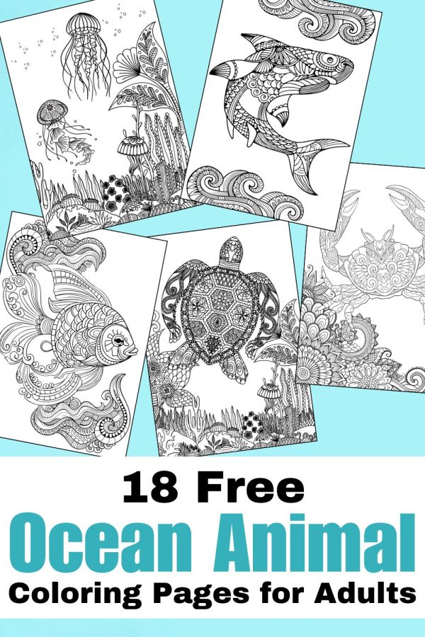 Free Ocean Animals Coloring Pages for Adults - Aunty Michelle's