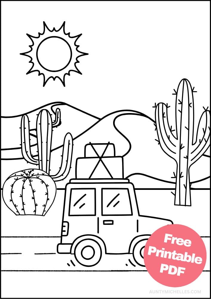 Free Printable Roadtrip Coloring Pages for Kids - Aunty Michelle's