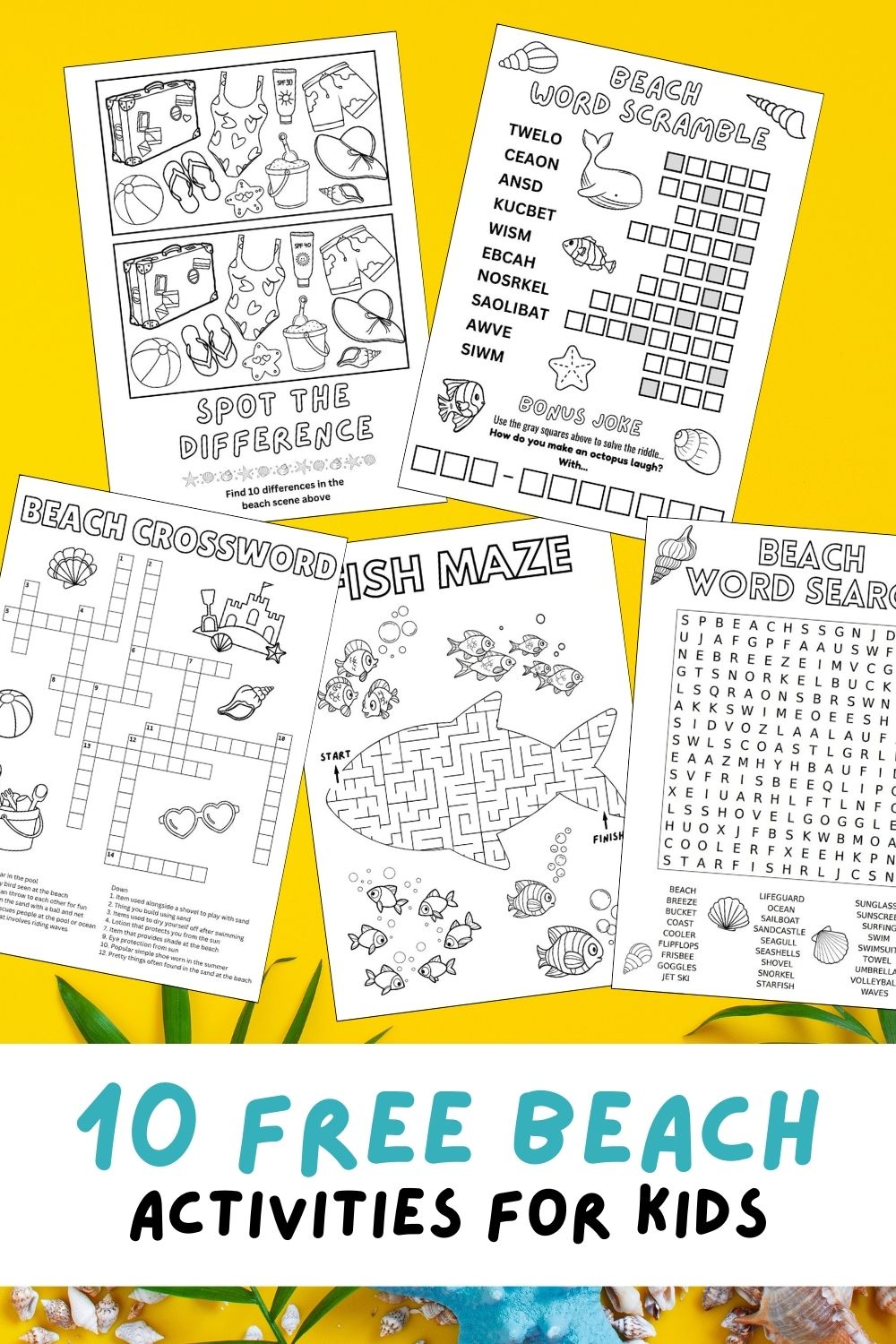 Free Printable Beach Worksheets for Kids - Aunty Michelle's