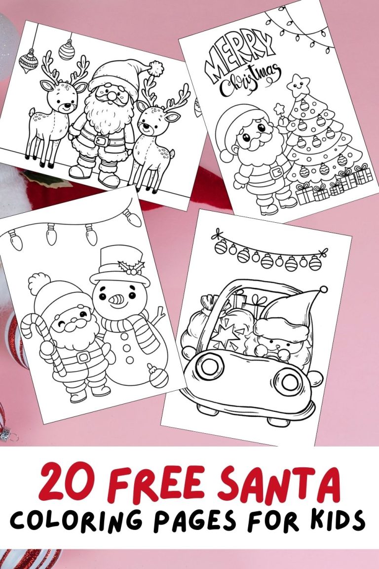 Santa Coloring Pages: Free Printables for Kids - Aunty Michelle's