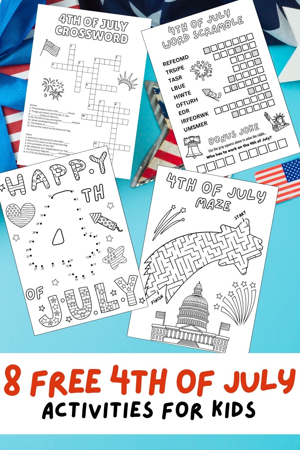 Free Printable 4th of July Worksheets for Kids - Aunty Michelle's