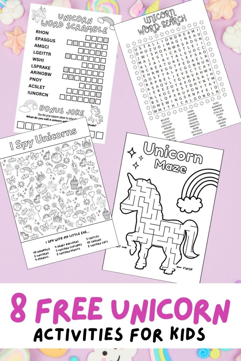 Free Printable Unicorn Activities for Kids - Aunty Michelle's