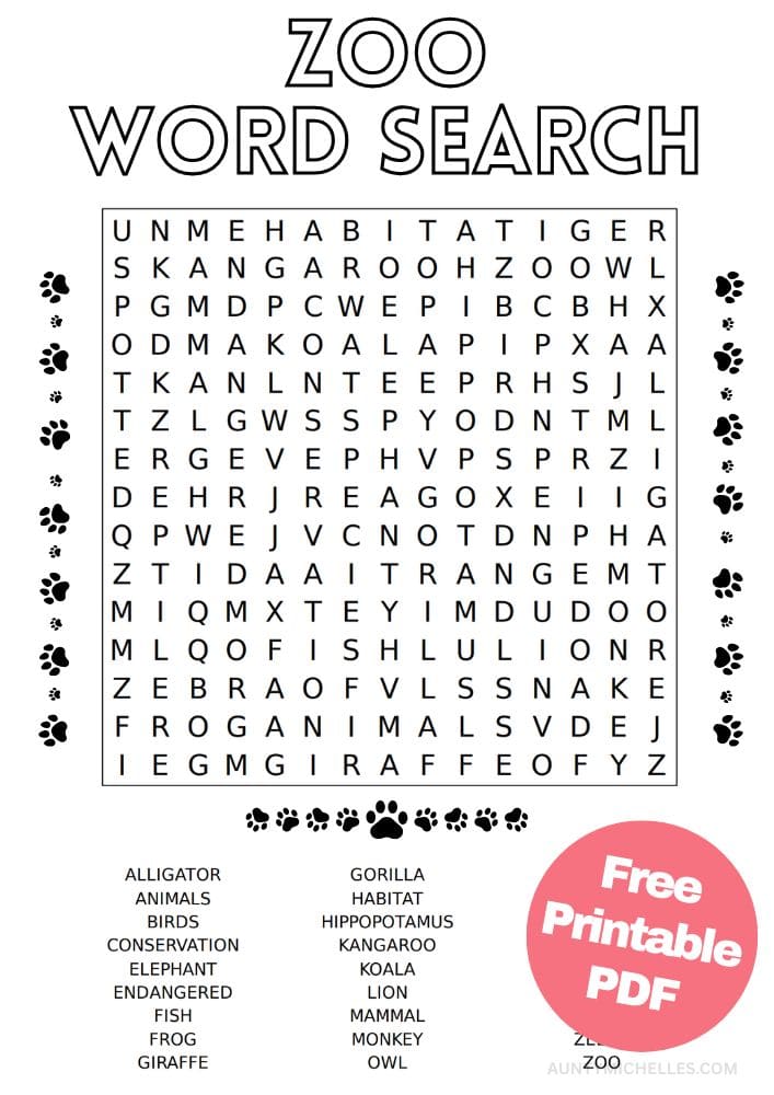 Free Printable Zoo Activities for Kids - Aunty Michelle's