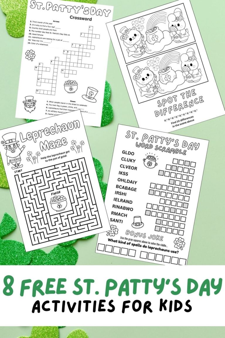 Free Printable St. Patrick's Day Activities for Kids - Aunty Michelle's