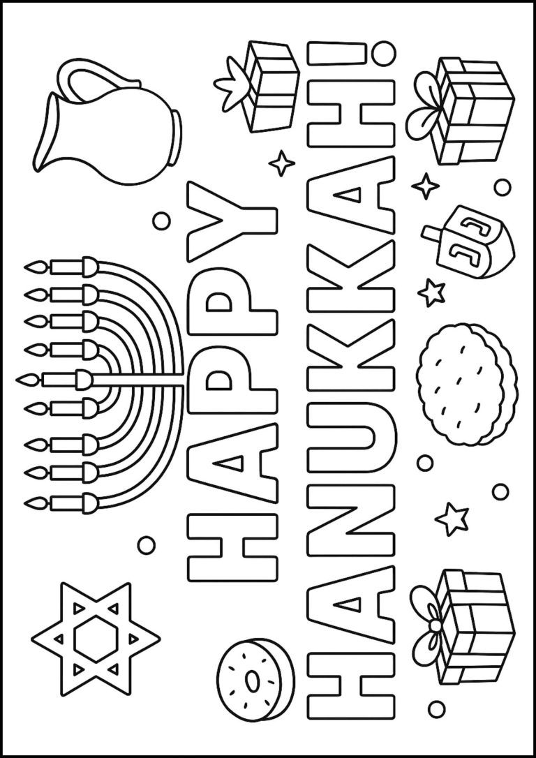 Free Printable Hanukkah Coloring Pages for Kids - Aunty Michelle's